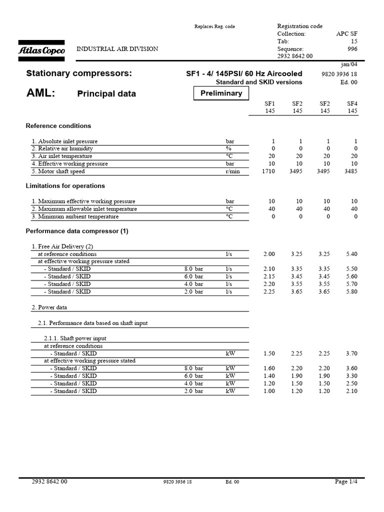 Aml SF 4 145 Psi | Download Free PDF | Energy Technology | Gas Technologies