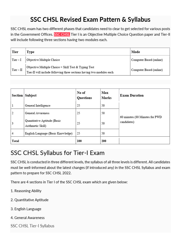 SSC CHSL Exam Pattern & Syllabus 2022 | PDF | Trigonometry | Circle
