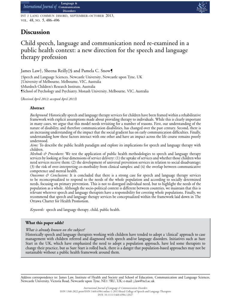 Child Speech Language and Communication | PDF | Mental Health | Public ...