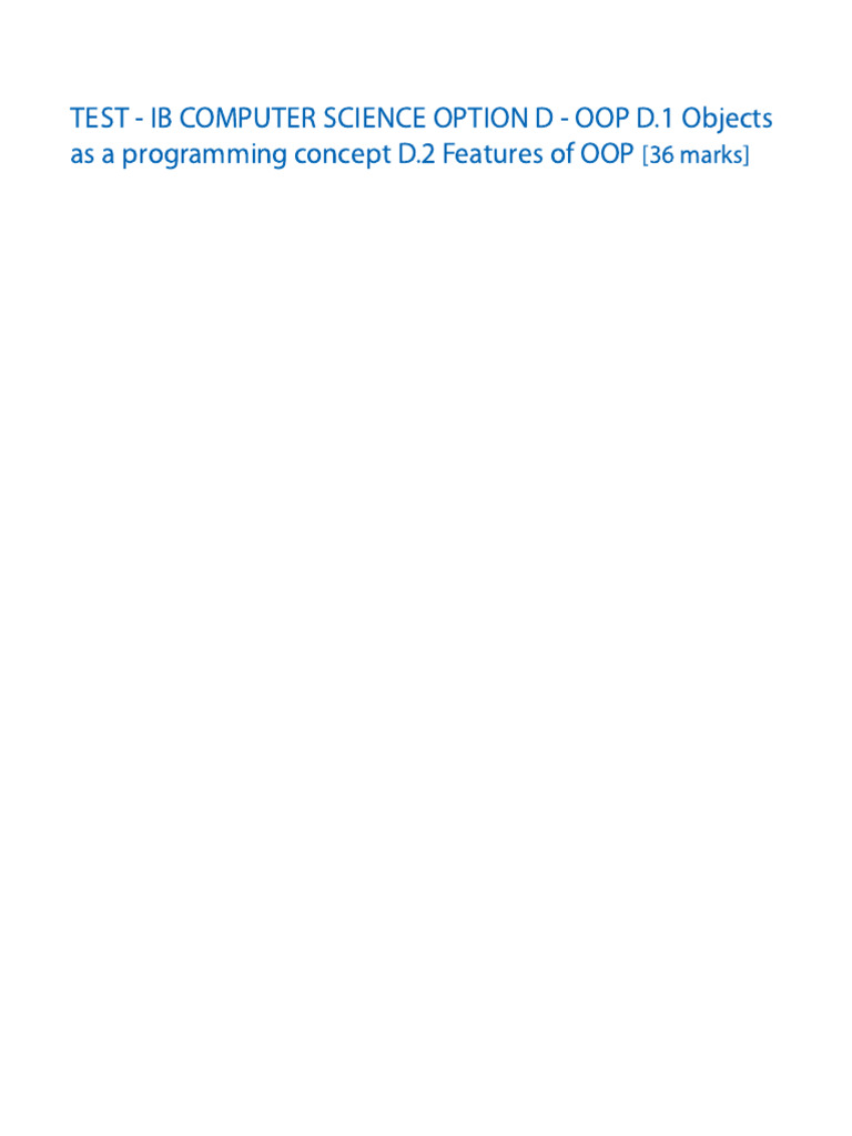 Test Ib Computer Science Option D Oop D1 Objects As A Programming