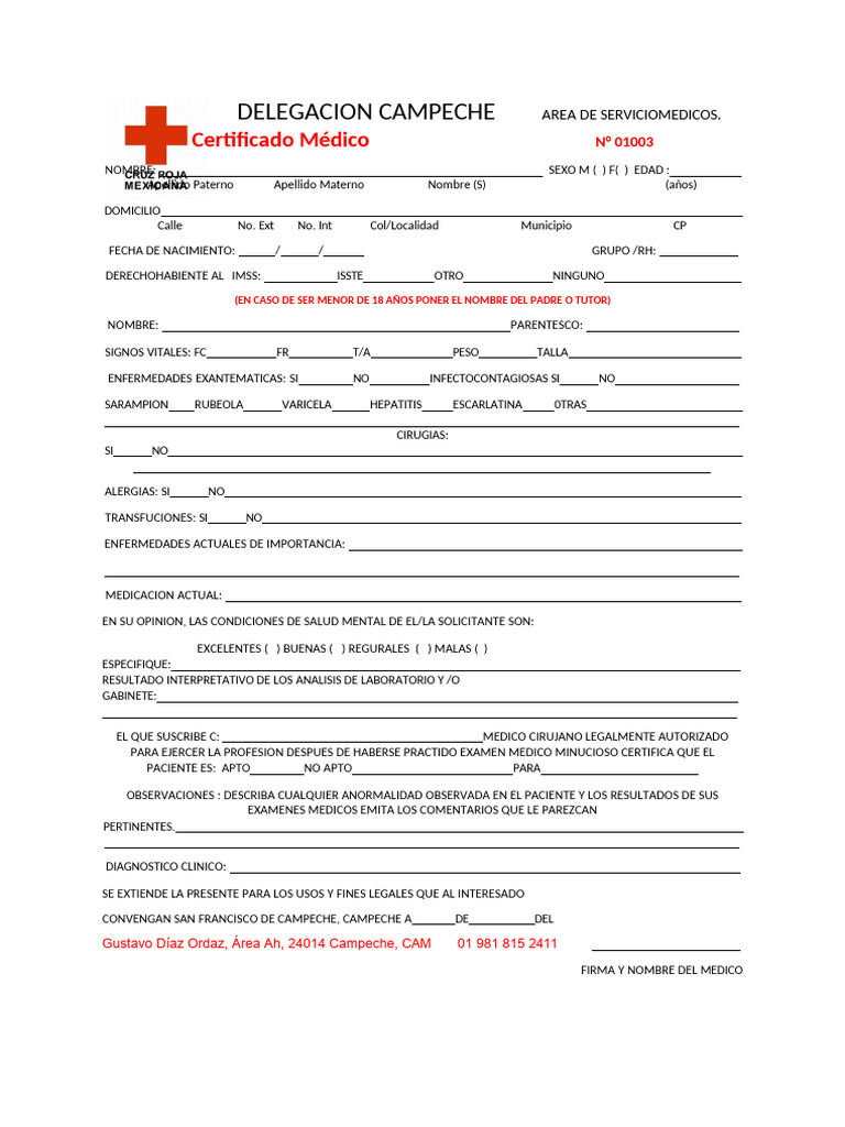 Toaz - Info Examen Medico Cruz Roja Plantilla PR | PDF | Programas sociales | Enfermedades y ...