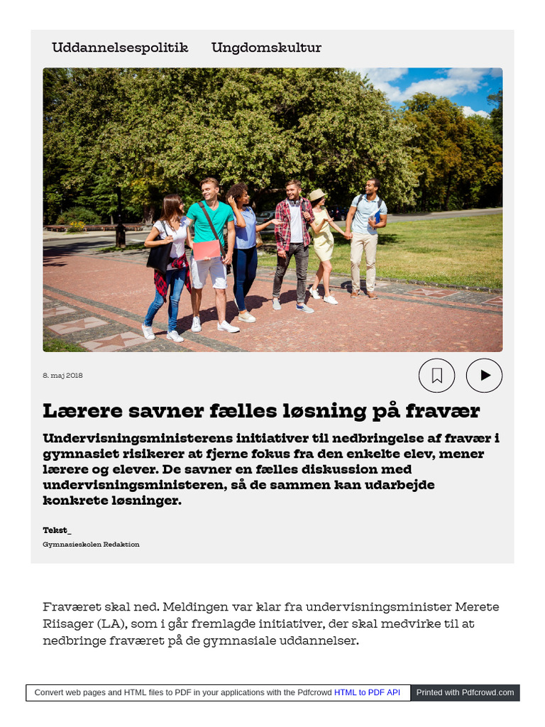 Gymnasieskolen DK Articles Laerere Savner Faelles Loesning P | PDF