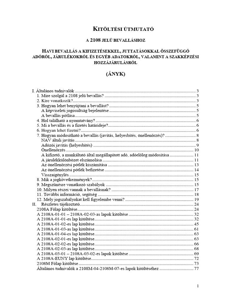2108 Kitöltési Útmutató - 13.0 | PDF