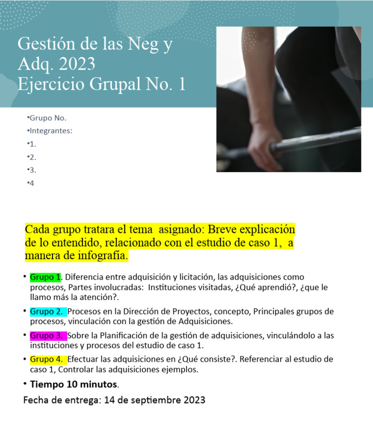 Ejercicio Grupal No 1 en El Curso ADQ NEG 23 3 | PDF | Negocios