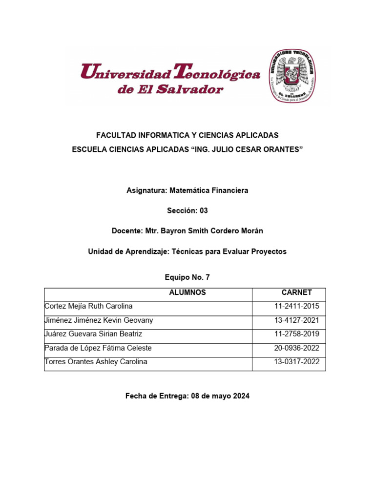 Portada, Introduccion y Objetivos - Mate Financiera 2024 | PDF | Business | Bancos