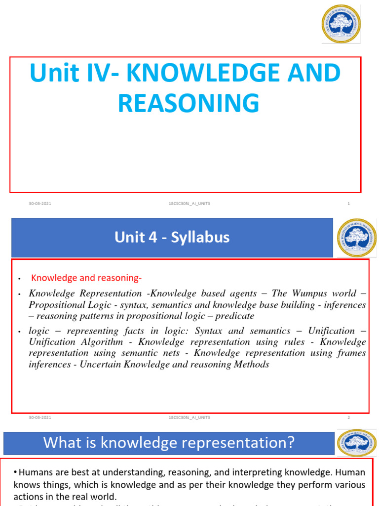 SRM'24 AI-Unit 4 - Updated | PDF | Bayesian Network | Knowledge ...