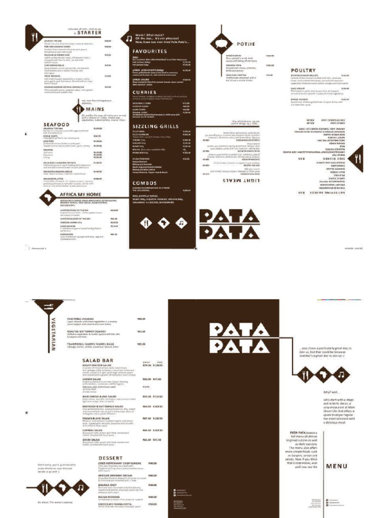 Pata Pata Restaurant Menu | PDF