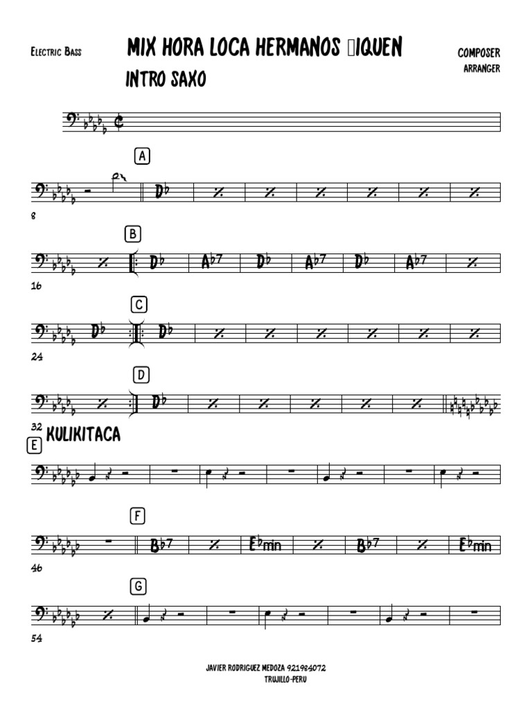HORA LOCA ÑIQUEN - Electric Bass | PDF