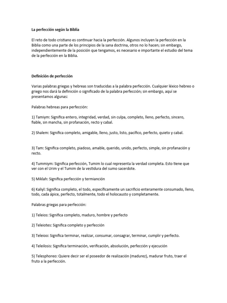 La Perfección Según La Biblia | PDF | Amor | Biblia