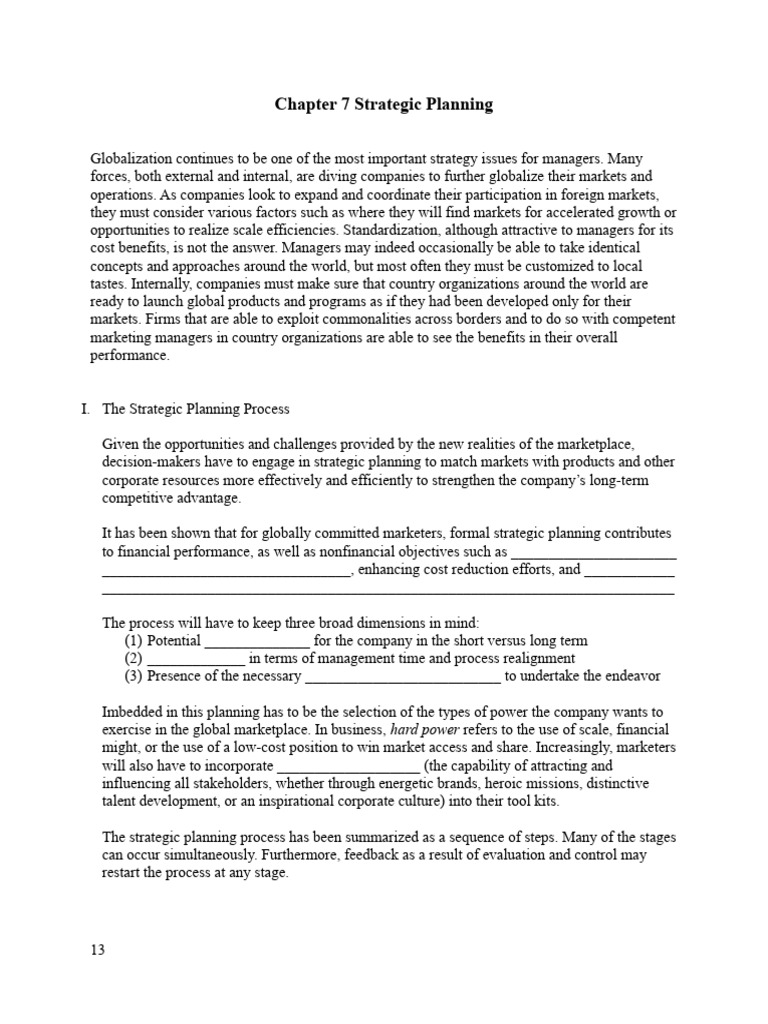 Chapter 7 - Strategic Planning | PDF | Strategic Management | Marketing