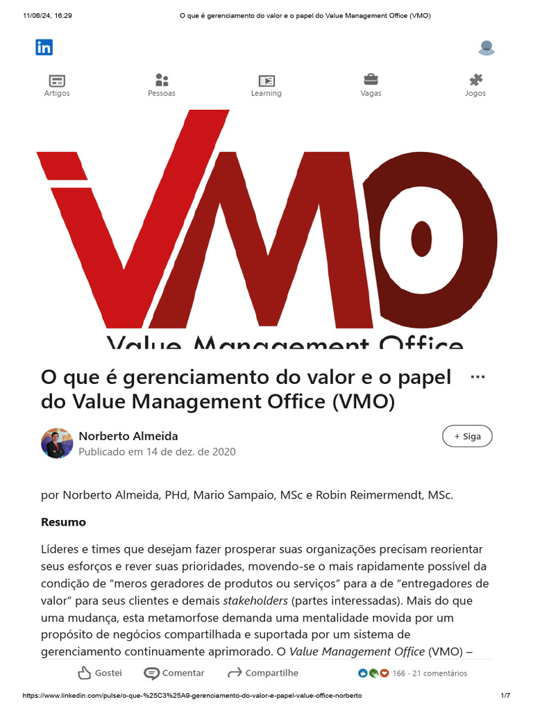 O Que É Gerenciamento Do Valor e o Papel Do Value Management Office ...