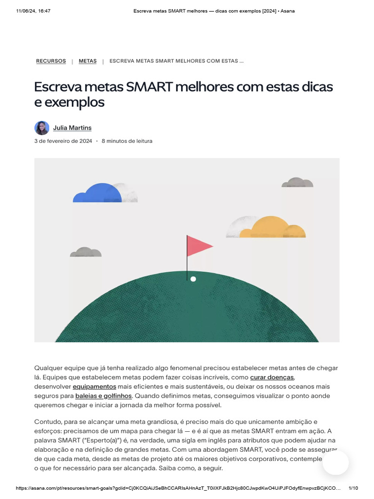 Escreva Metas SMART Melhores - Dicas Com Exemplos (2024) - Asana | PDF ...