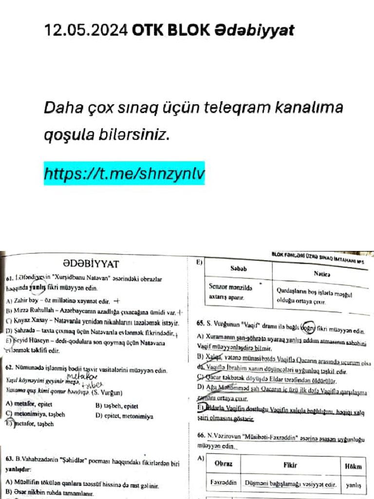 Otk Sınaq 12 May | PDF