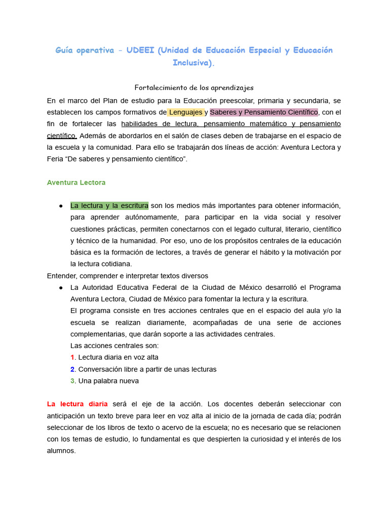 Guía operaativa UDEEI | Descargar gratis PDF | Enseñando | Educación de ...