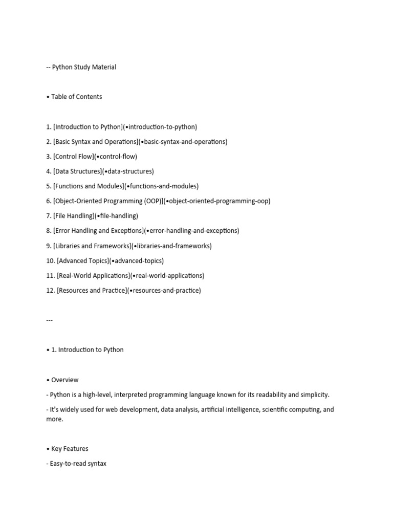 Python Study Material | PDF | Python (Programming Language) | Class (Computer Programming)