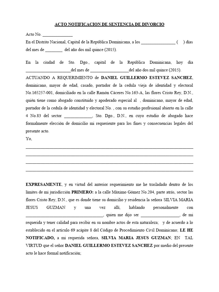 Notificacion de sentencia | PDF | Sentencia (ley) | Divorcio Notificacion de sentencia | PDF | Sentencia (ley) | Divorcio