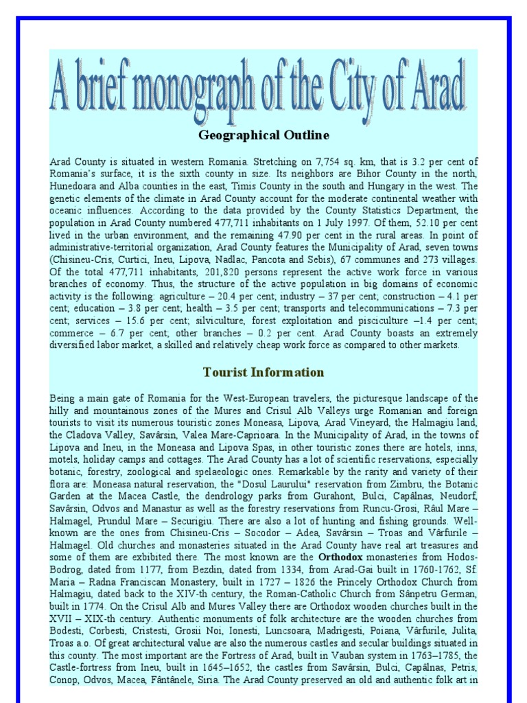 Arad County: Geography, Economy, and Tourism | PDF | Romania | Hungary