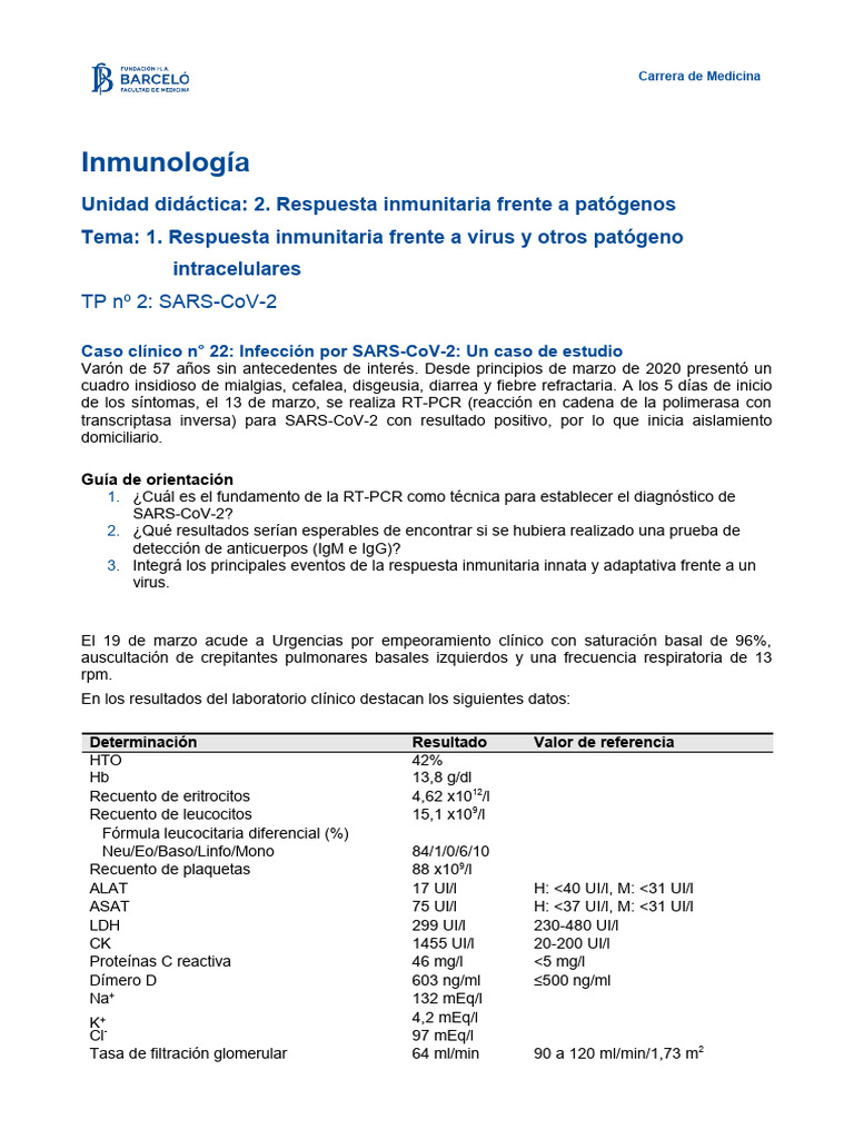 TP2 UD2 Tema 1 INMUNO 2023 | PDF | Sistema inmune | Especialidades Medicas