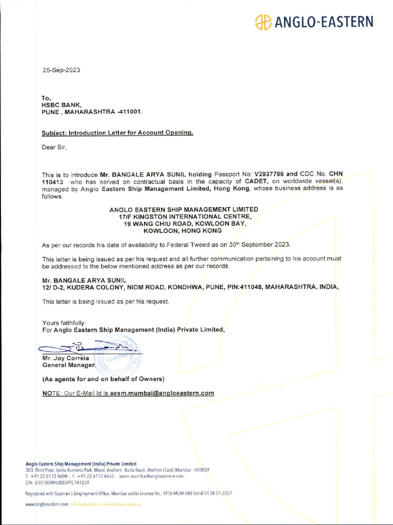 bank letter | PDF