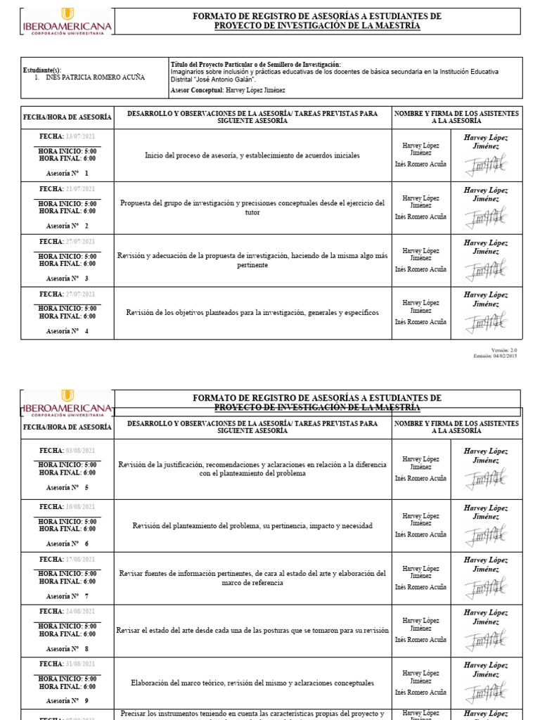 02 Formato de Seguimiento | PDF
