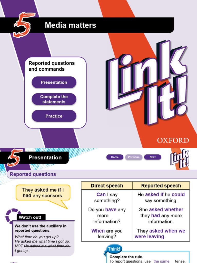 Reported Questions And Commands Li5 Unit5 2 Pdf Question Verb