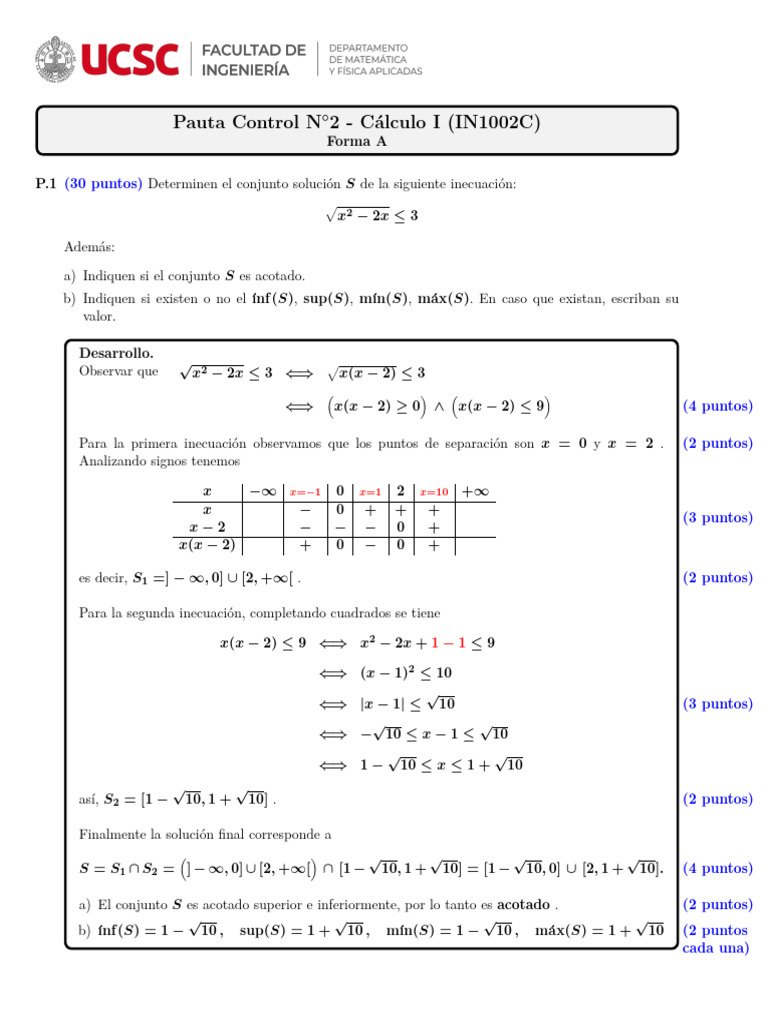 Pauta Control 2 | PDF | Conceptos matemáticos | Análisis matemático