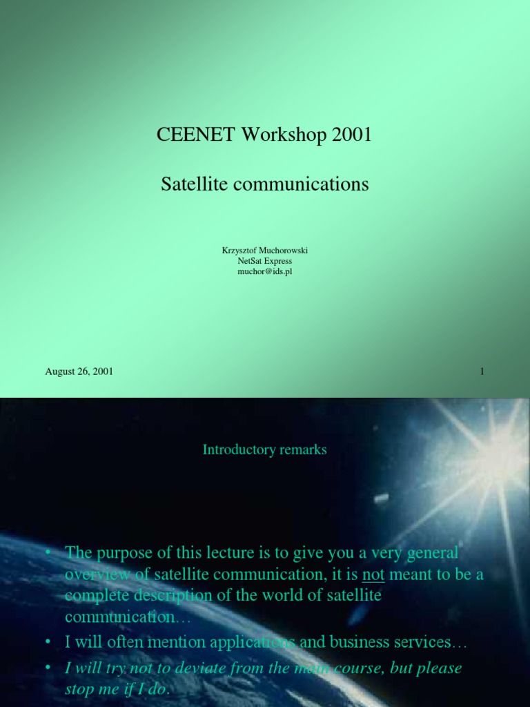 CEENET 2001: Satellite Communication Overview | PDF | Transmission ...