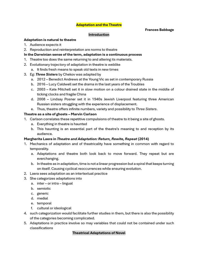 Adaptation and The Theatre | PDF | Gothic Fiction | Novels