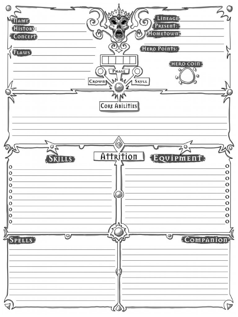 Crown & Skull Character Sheet | PDF