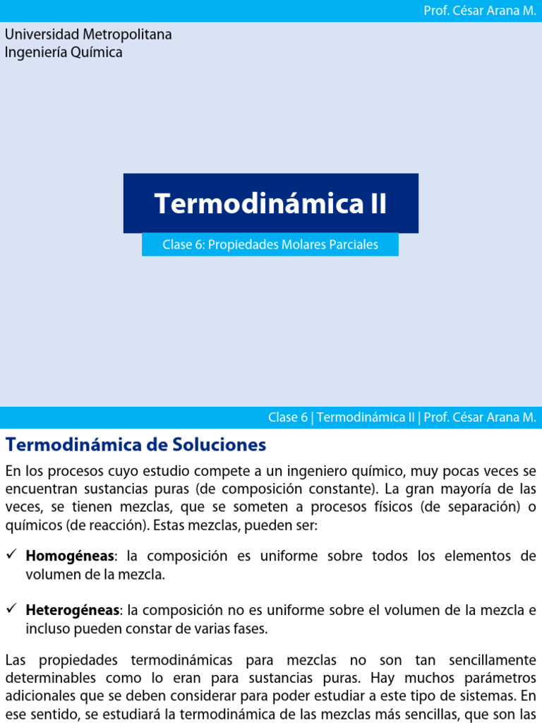 Clase 6 - Termo II | PDF | Mezcla | Fase (materia)