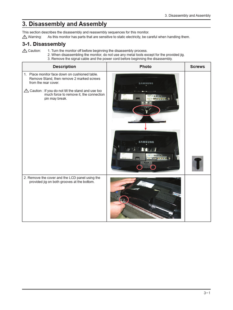 Disassembly & Reassembly | PDF | Computer Monitor | Wire