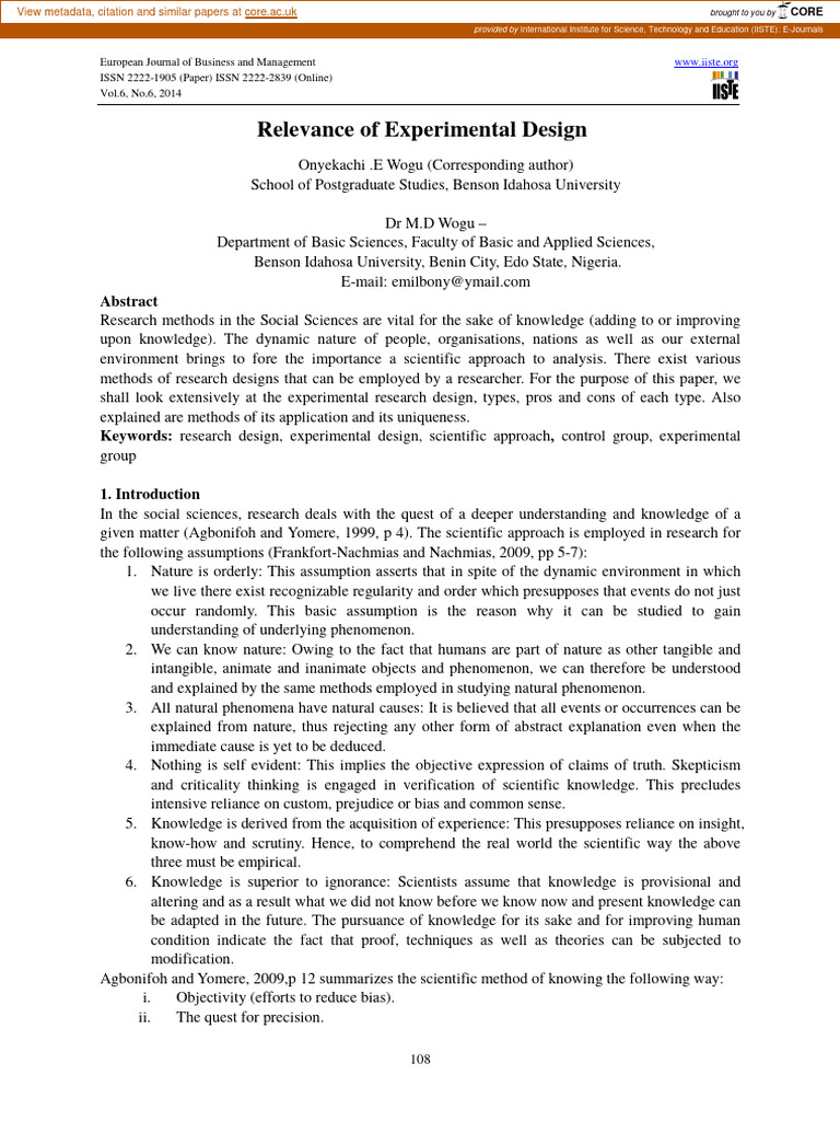 IMPORTANCE | Download Free PDF | Experiment | Design Of Experiments