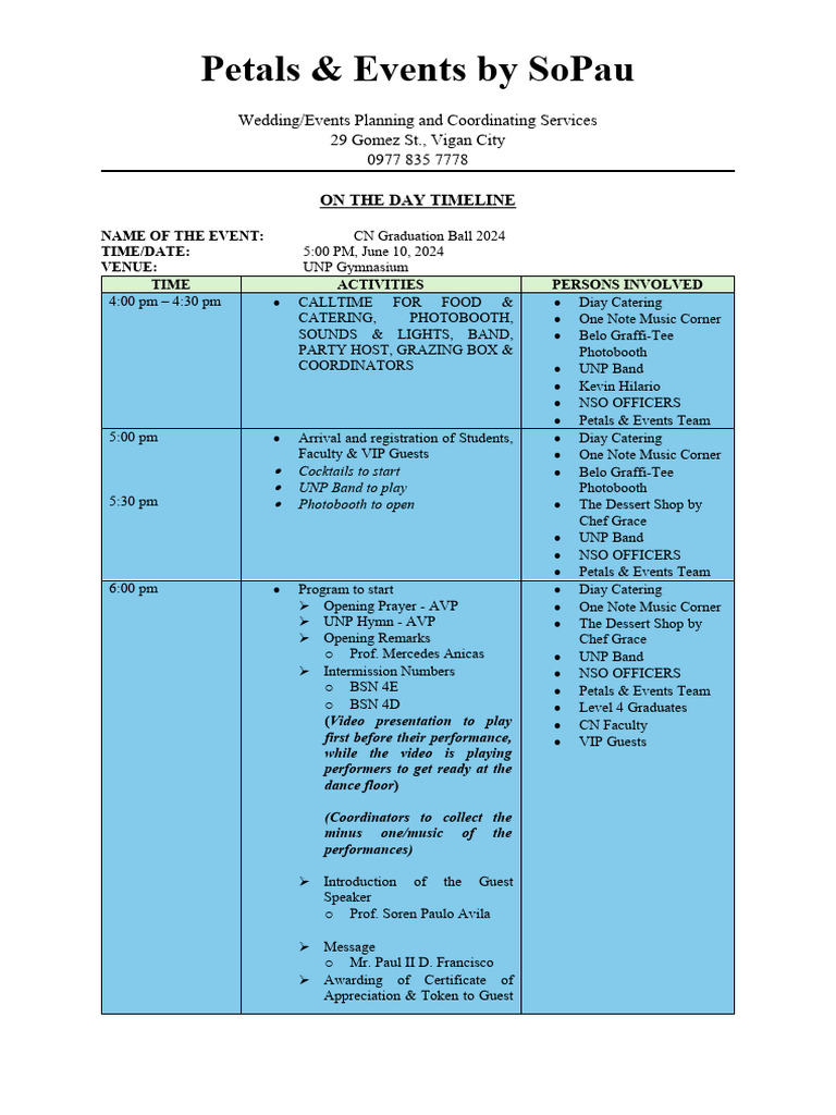 OTD Graduation Ball | PDF