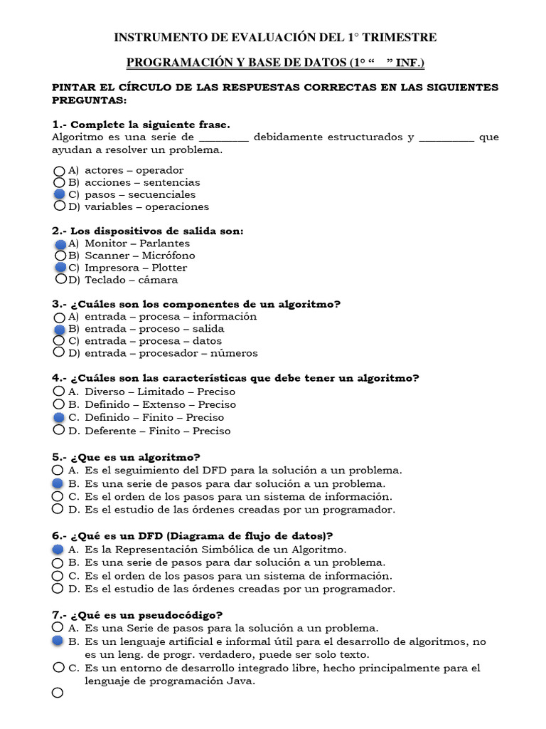 Preguntas Programación 3er Trim | PDF | Algoritmos | Programación de computadoras