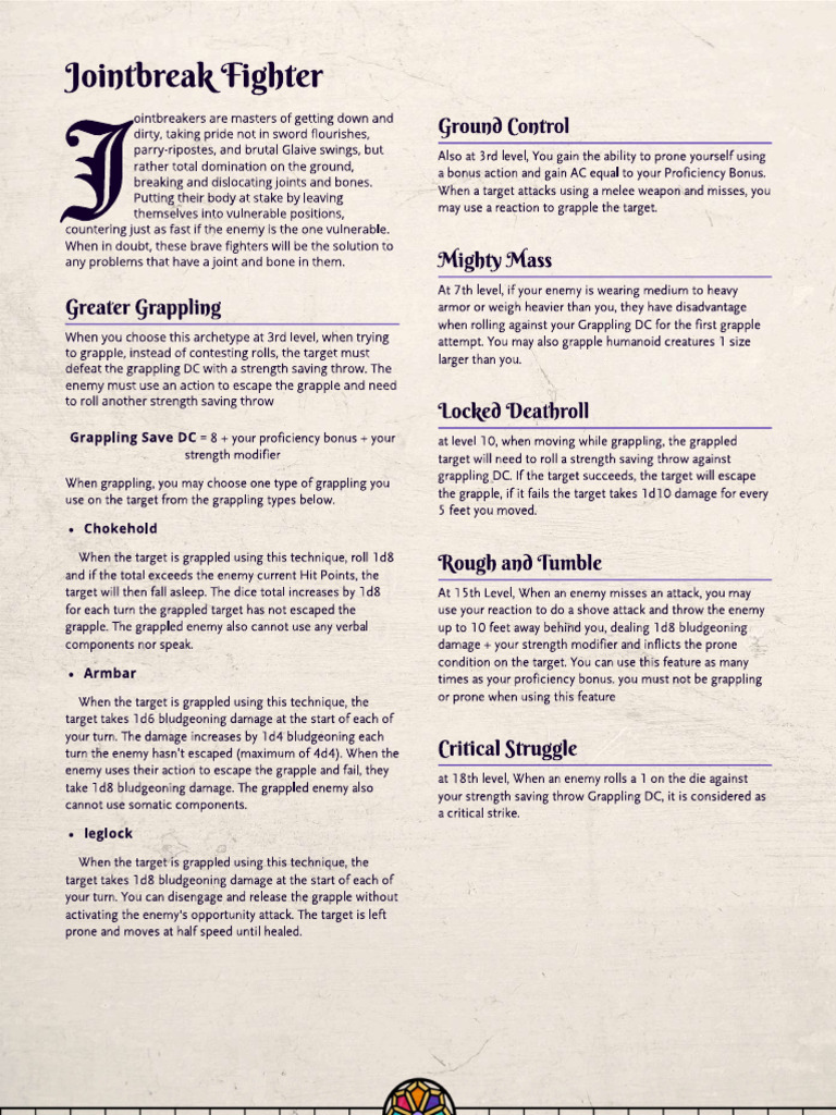 Jointbreak Fighter Subclass | PDF