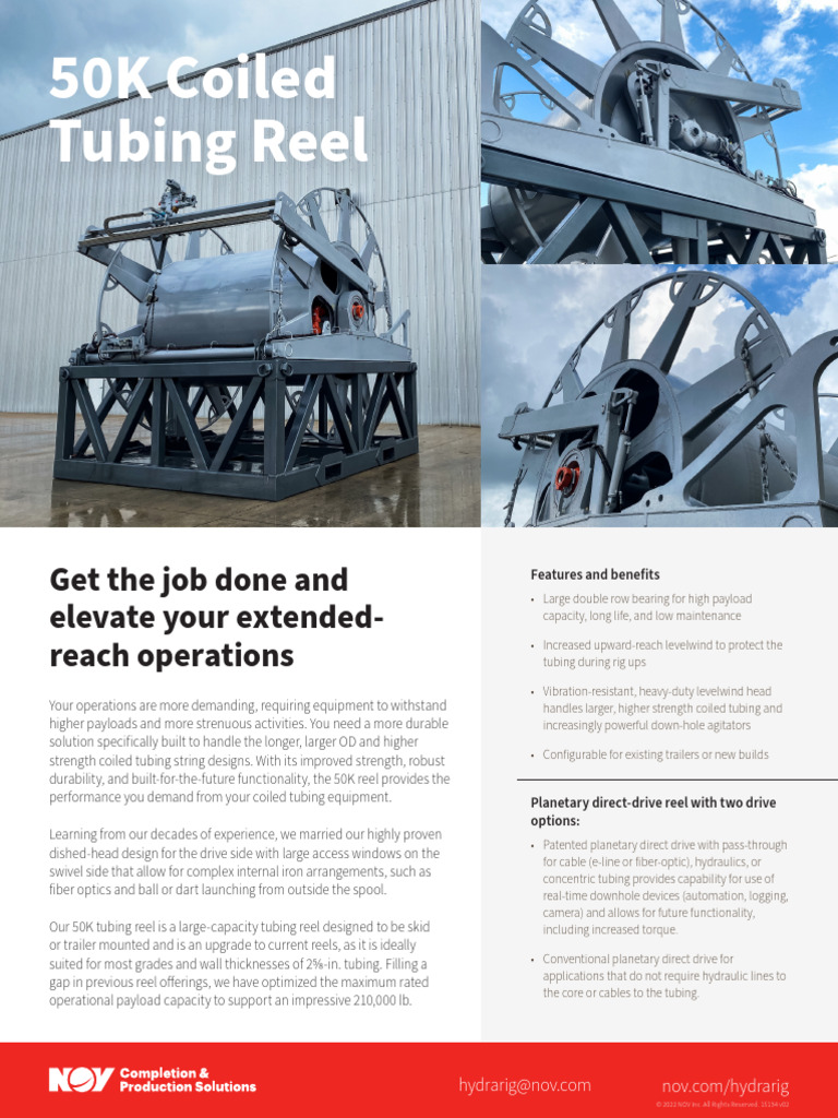 Brochure - Hydra Rig 50K Coiled Tubing Reel Flyer - NOV | PDF | Pipe ...