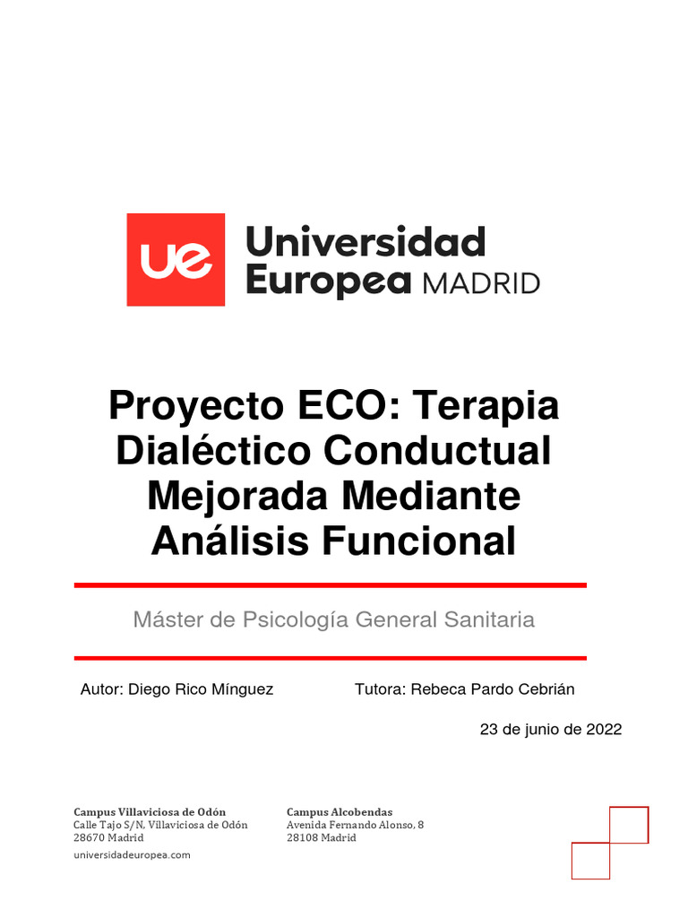 1-RicoMinguezDiego - Proyecto Eco | PDF | Manual Diagnóstico y Estadístico de los Trastornos ...
