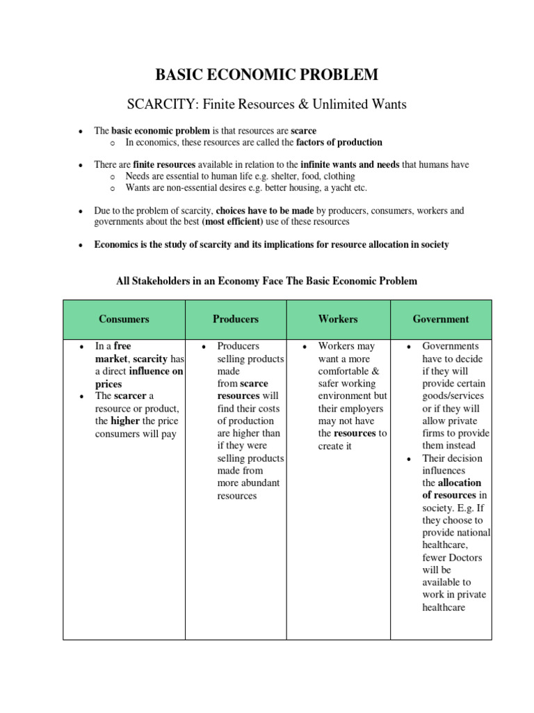 BASIC ECONOMIC PROBLEM | Download Free PDF | Labour Economics | Opportunity Cost