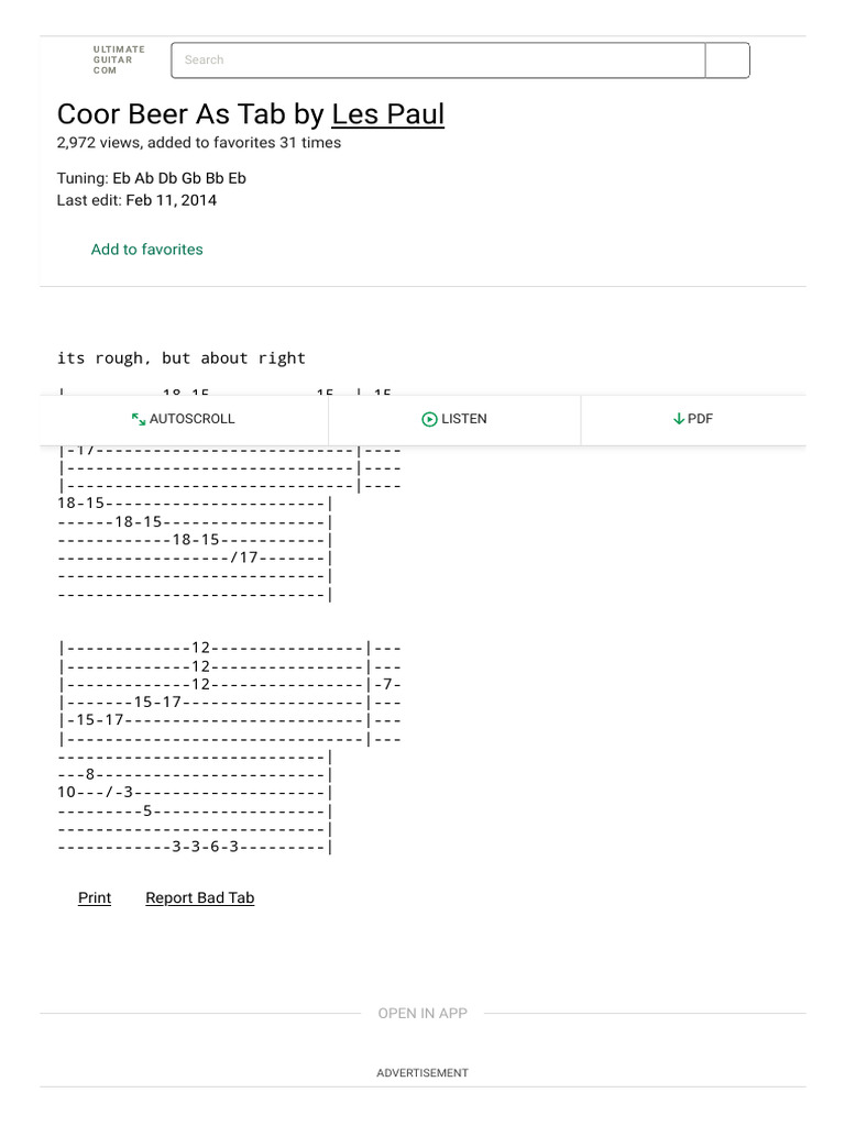 Coors Beer Tab by Les Paul | PDF