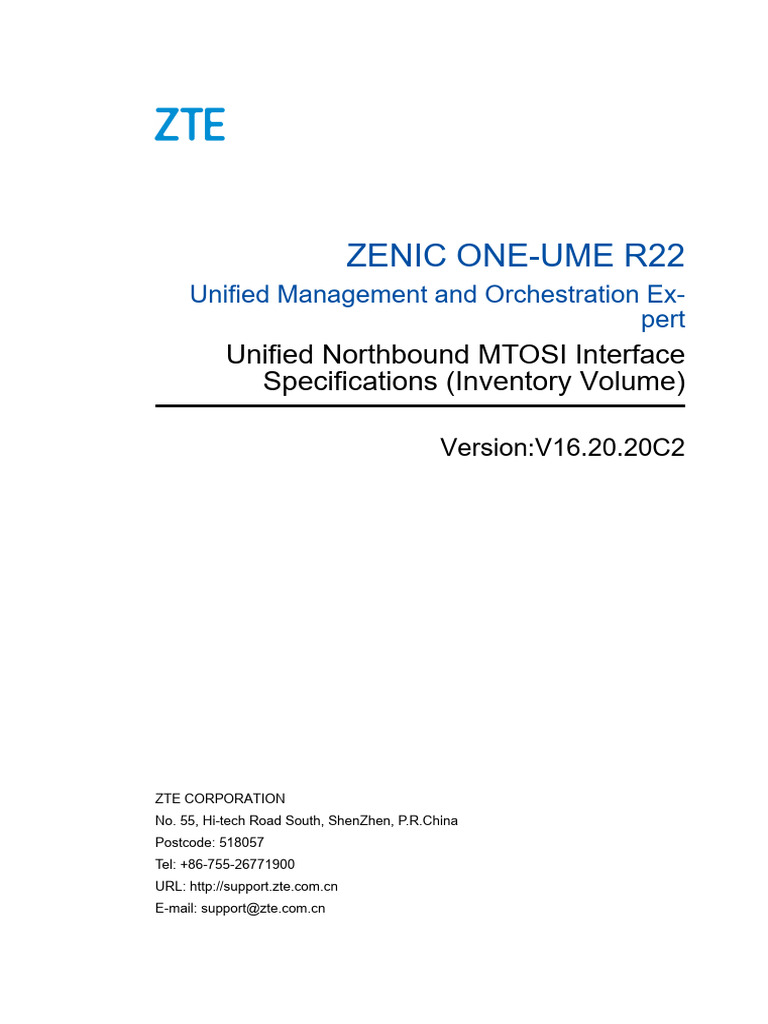 Zenic ONE-UME R22 V16.20.20C2 Unified Management and Orchestration ...