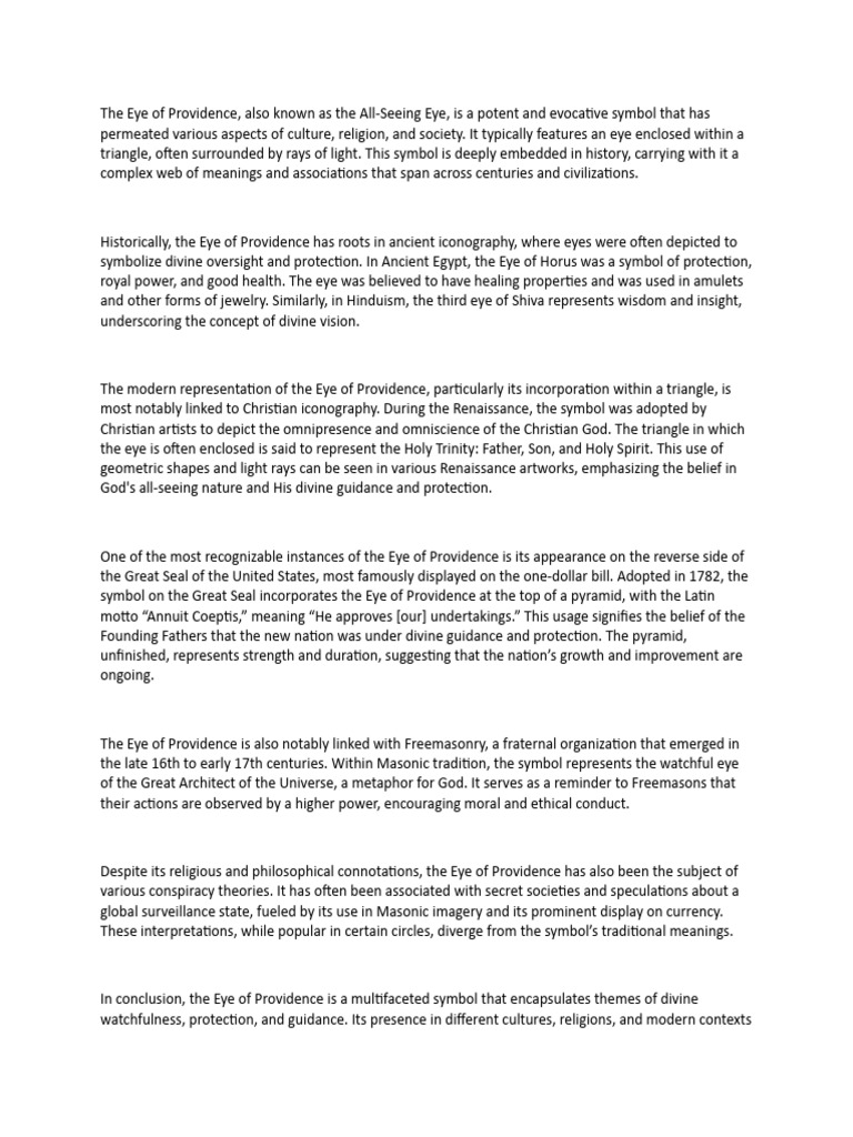 The Eye of Providence: A Symbol of Divine Watchfulness | PDF ...