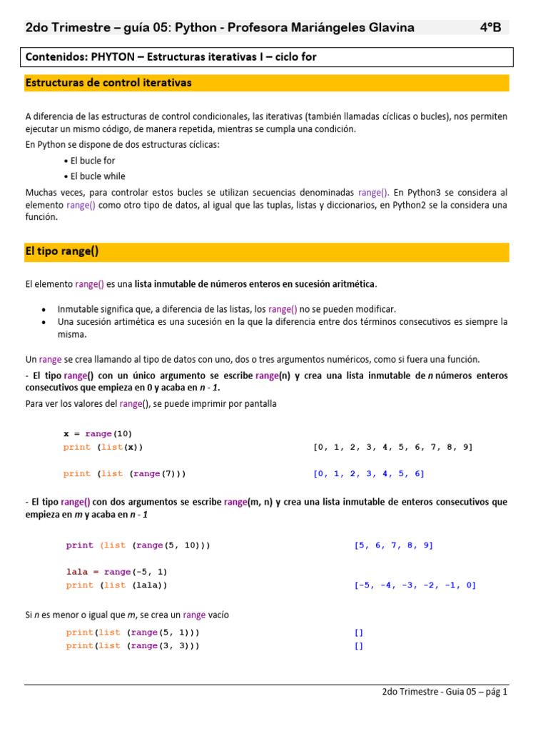 05 Python - Ciclo For | PDF | Python (lenguaje de programación ...