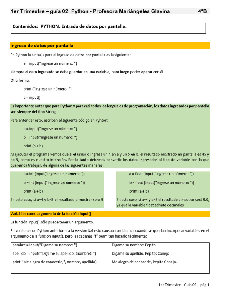 02 Python - Entrada de Datos Por Pantalla | PDF | Índice de masa corporal | Python (lenguaje de ...