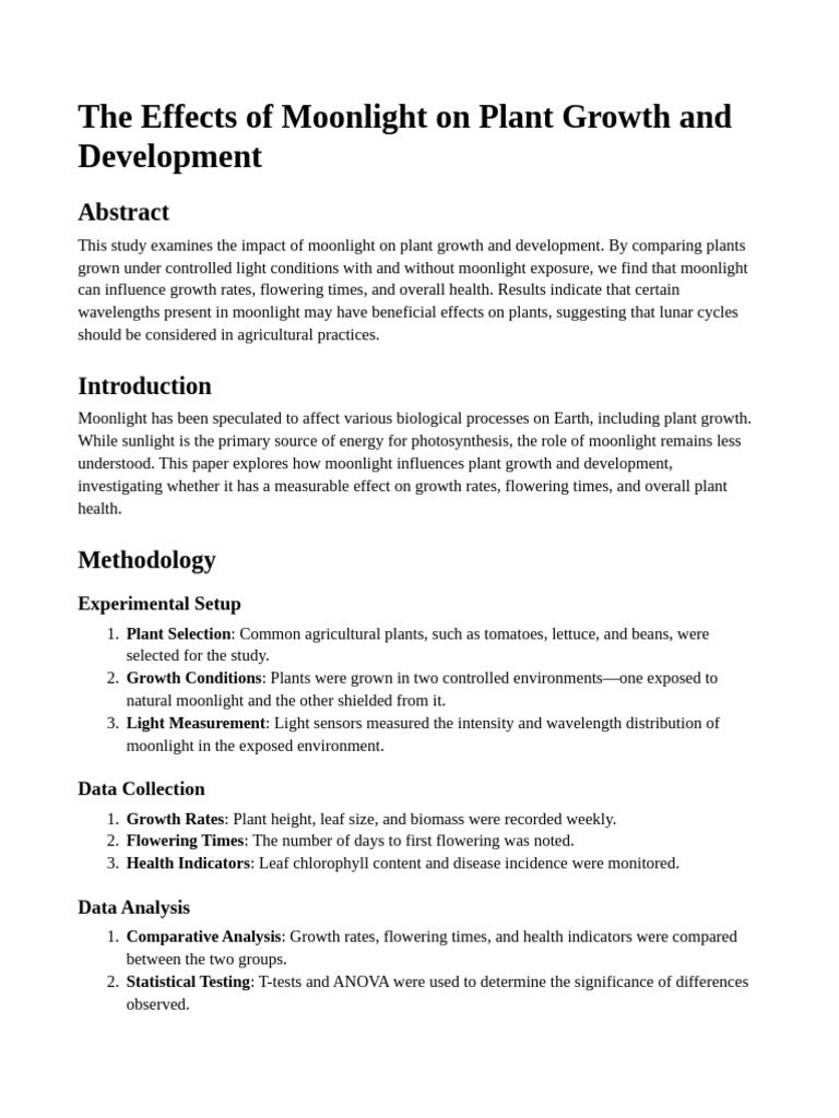 The Effects of Moonlight On Plant Growth and Development | PDF | Plants ...