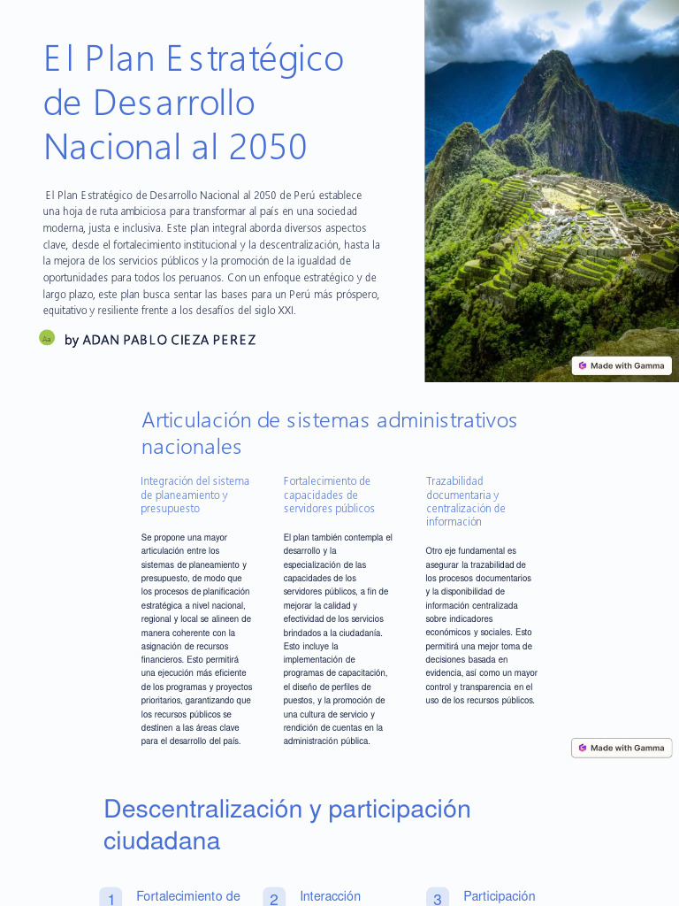 El Plan Estrategico de Desarrollo Nacional Al 2050 | PDF | Sustentabilidad | Desarrollo sostenible