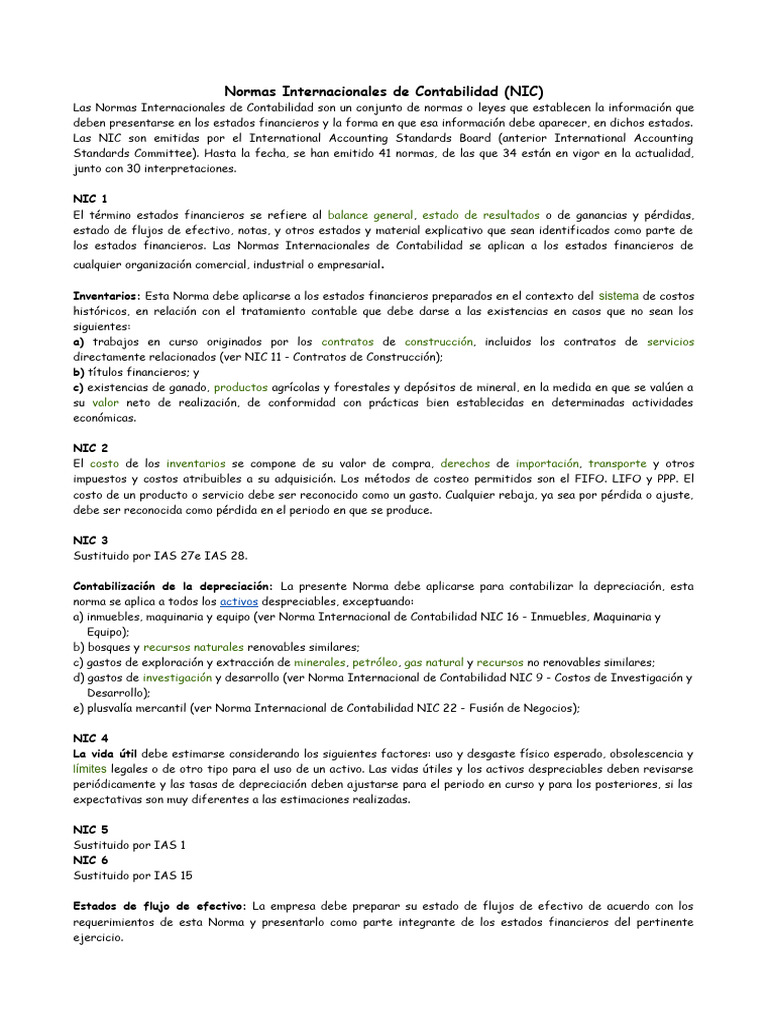 Normas de Contabilidad (NEC y NIC) | PDF | Compartir (Finanzas ...