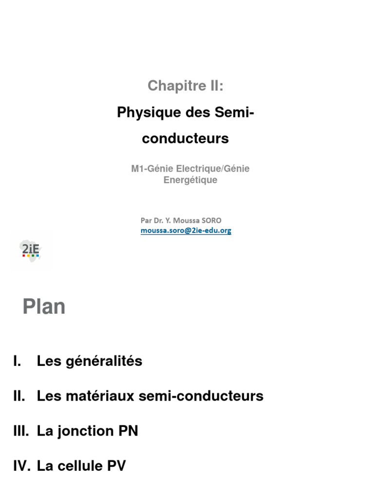 Physique des Semi-conducteurs: Concepts Clés | PDF | Semi-conducteurs ...