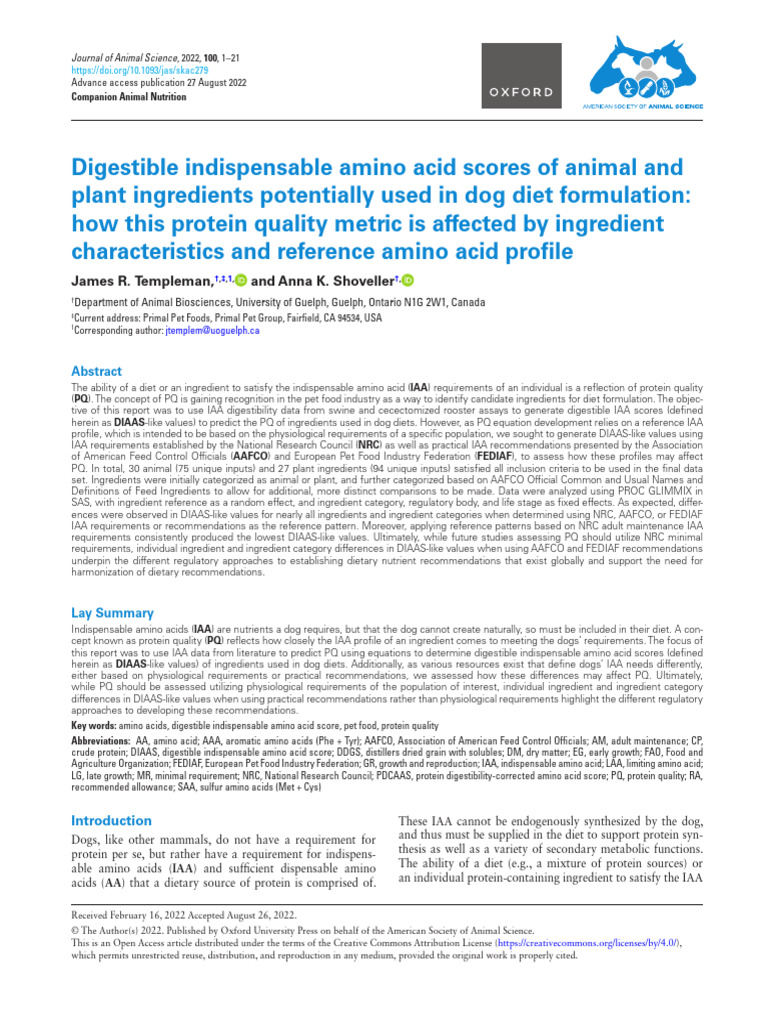James R. Templeman, and Anna K. Shoveller: Journal of Animal Science ...