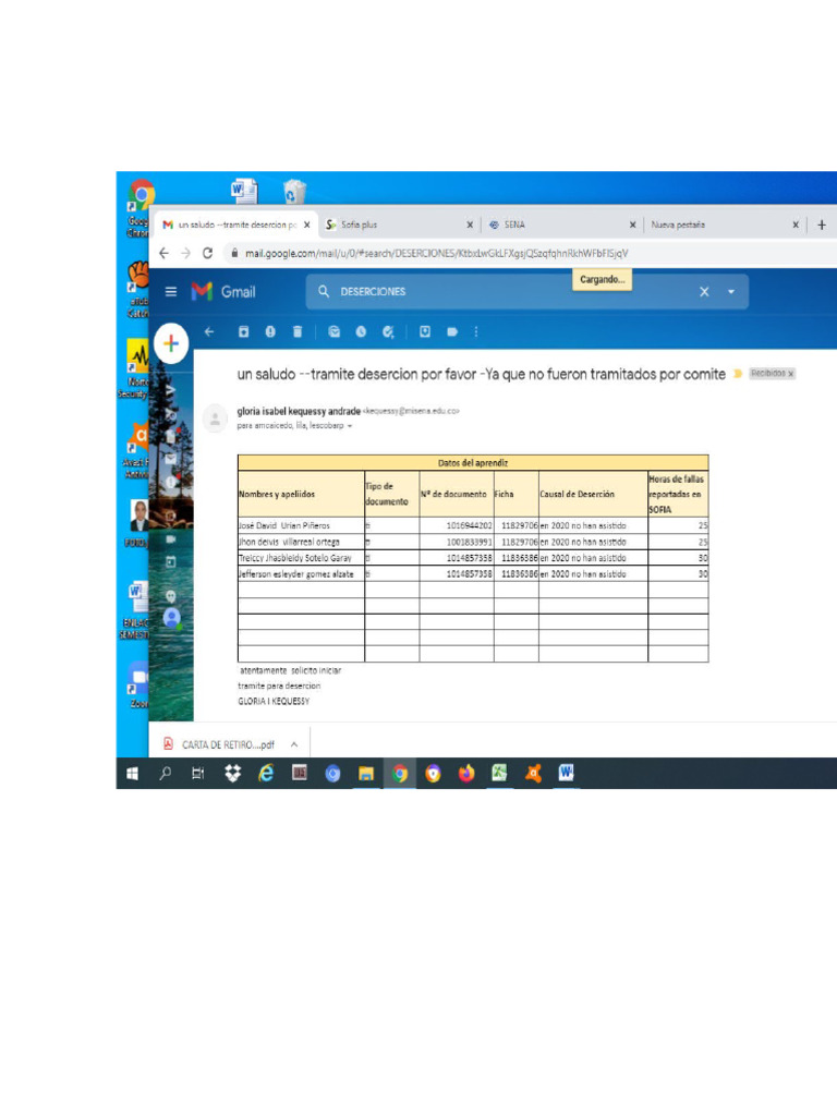 DCORREO ANA MARIA DESERCION - Oc1 | PDF