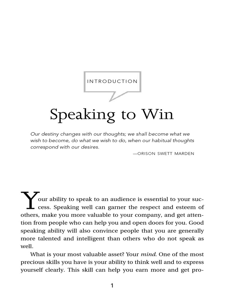 Introduction - Speaking To Win | PDF | Public Speaking | Psychology
